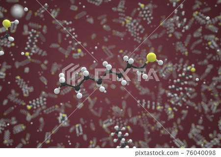 1-octanethiol molecule, ball-and-stick... - Stock Illustration ...