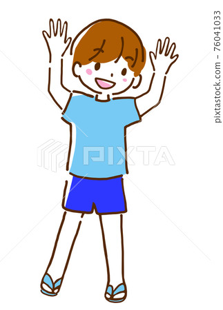 Line drawing illustration of a boy who is happy... - Stock Illustration ...