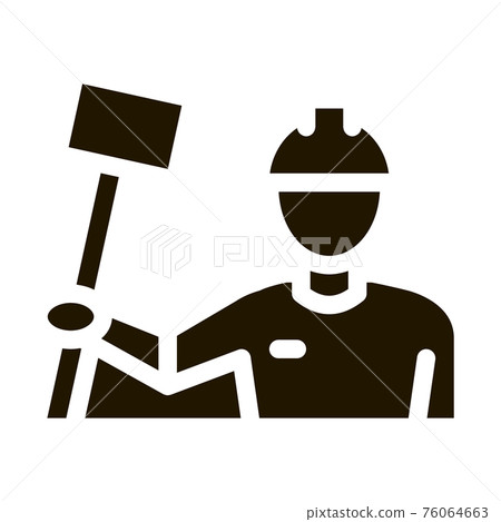 Man Hold Hammer Icon Vector Glyph Illustration - Stock Illustration ...