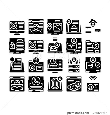Digital Identity User Glyph Set Vector... - Stock Illustration ...