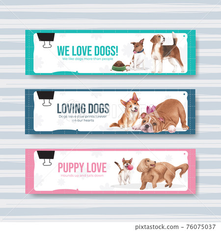 Banner template with cute dog... - Stock Illustration [76075037] - PIXTA