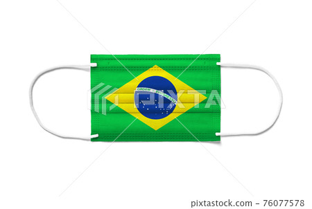 Flag of Brazil on a disposable surgical mask.... - Stock Illustration ...