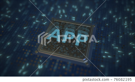 APP text on a computer chip, 3d rendering - Stock Illustration ...