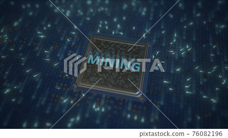 Computer chip and board with MINING text, 3d... - Stock Illustration ...