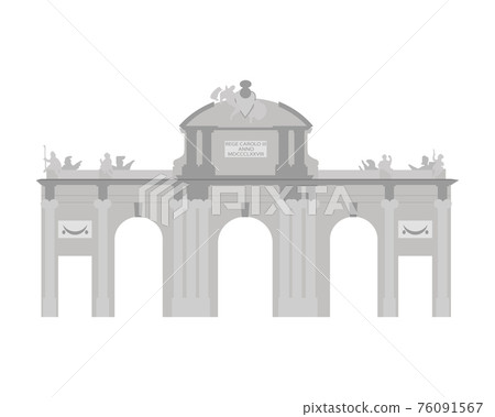 Alcala Gate, Madrid, Spain. Isolated on white... - Stock Illustration ...