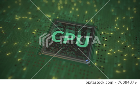 CPU text on a computer processor 3d rendering - Stock Illustration ...