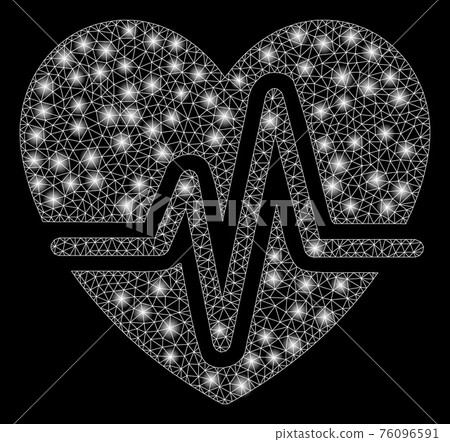 Glossy Mesh Wire Frame Heart Pulse with Flash... - Stock Illustration ...