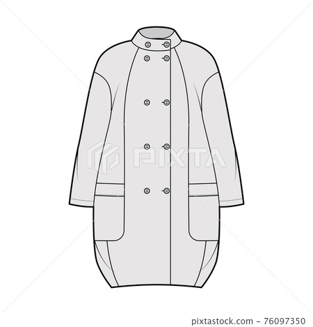 Cocoon coat technical fashion illustration with... - Stock Illustration ...