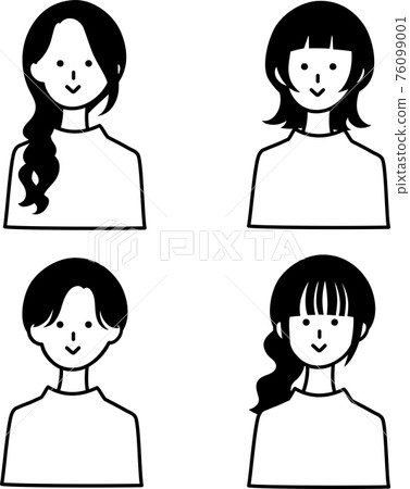 Simple female icon set 4 black and white - Stock Illustration [76099001 ...