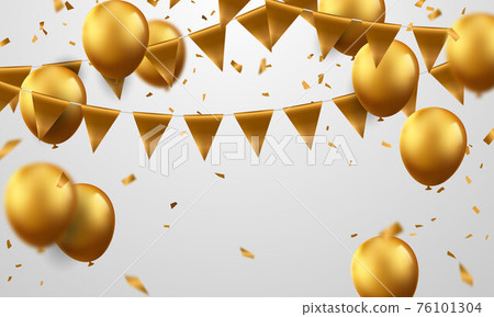 Celebration party banner with Gold balloons... - Stock Illustration ...