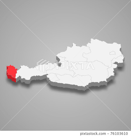 Vorarlberg region location within Austria 3d map - Stock Illustration ...