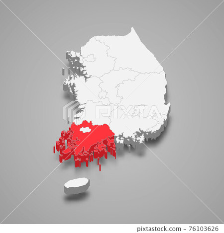 South Jeolla region location within South Korea... - Stock Illustration ...