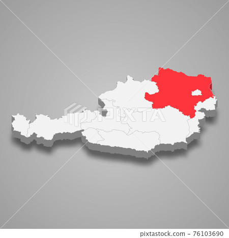 Lower Austria region location within Austria 3d... - Stock Illustration ...