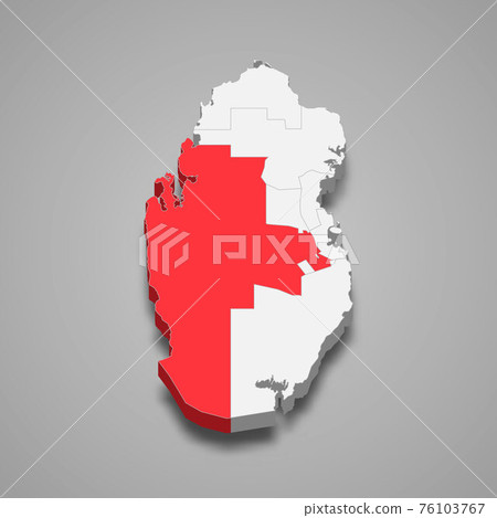 Al Shahaniya region location within Qatar 3d map - Stock Illustration ...