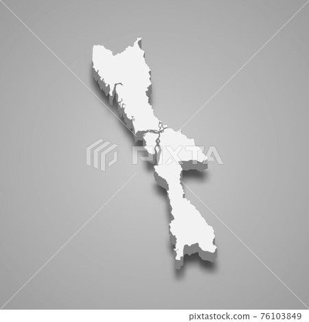 3d isometric map of Mon is a Region of Myanmar - Stock Illustration ...
