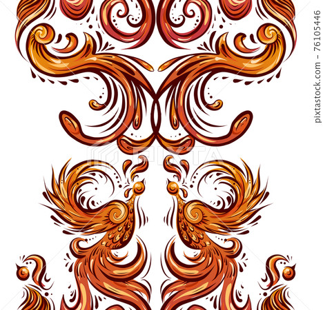 Seamless vertical border with vintage phoenix... - Stock Illustration ...