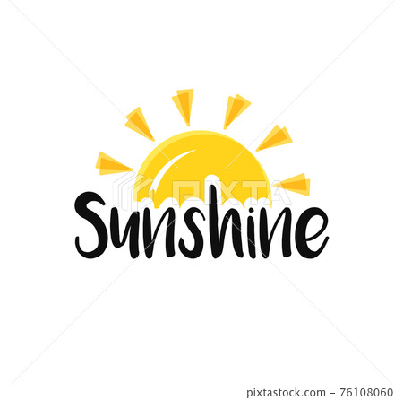 Sun end word sunshine. Concept Sunset or sunrise. - Stock Illustration ...