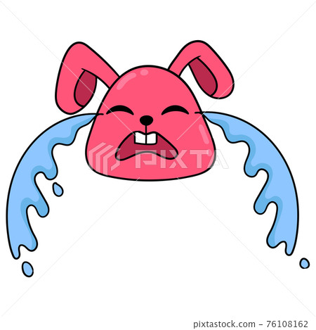 red rabbit head with sad face crying sobbing.... - Stock Illustration ...