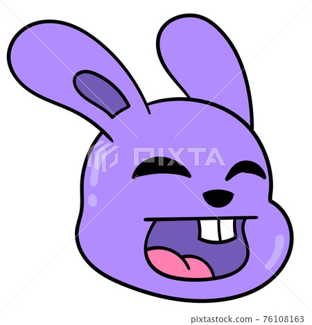 purple rabbit head laughing happily. doodle... - Stock Illustration ...