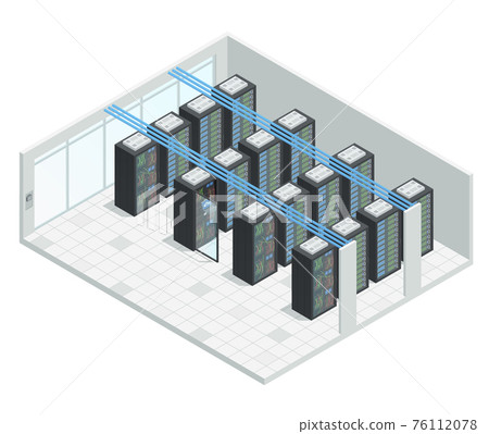 Server Room Isometric Interior - Stock Illustration [76112078] - PIXTA