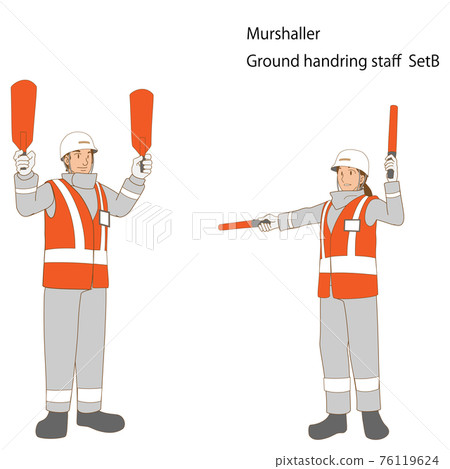 A set of marshallers and ground handling that... - Stock Illustration ...