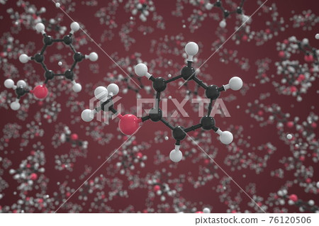 Molecule of anisole, ball-and-stick molecular... - Stock Illustration ...