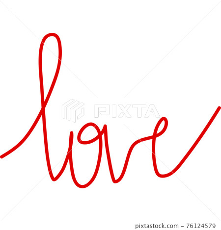 Isolated text love red color hand writing on white - Stock Illustration ...