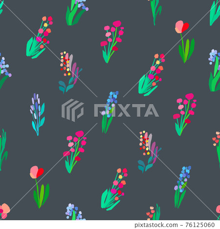 Seamless pattern with flowers, plant vector... - Stock Illustration ...