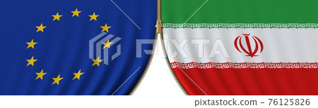 Flags of the EU and Iran and closing or opening... - Stock Illustration ...