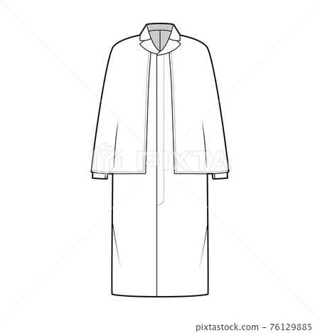 Ulster coat technical fashion illustration with... - Stock Illustration ...
