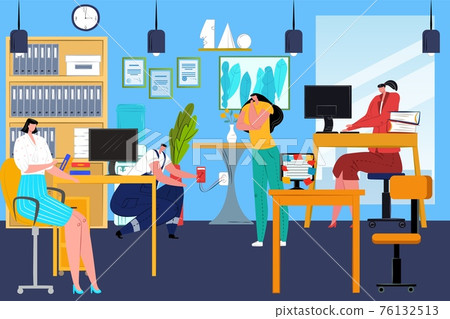 Office work routine, vector illustration.... - Stock Illustration ...