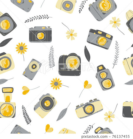 Cute seamless pattern with photo camera in... - Stock Illustration ...