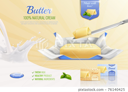 Butter Realistic Advertising Composition - Stock Illustration [76140425 ...