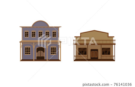 Western Two-storey Saloon or Bar Having Batwing... - Stock Illustration ...
