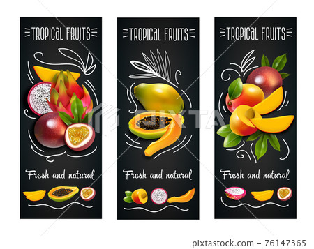 Tropical Fruits Chalkboard Label Set - Stock Illustration [76147365 ...