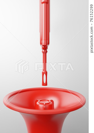 Red Megaphone with military gun 3D rendering,... - Stock Illustration ...