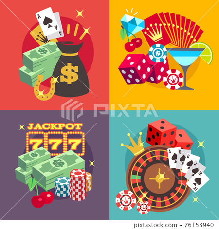 Casino gambling concept set with win money... - Stock Illustration ...