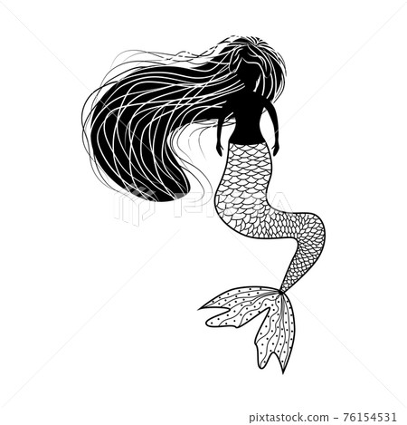 Beautiful mermaid in zentangle style, patterned... - Stock Illustration ...
