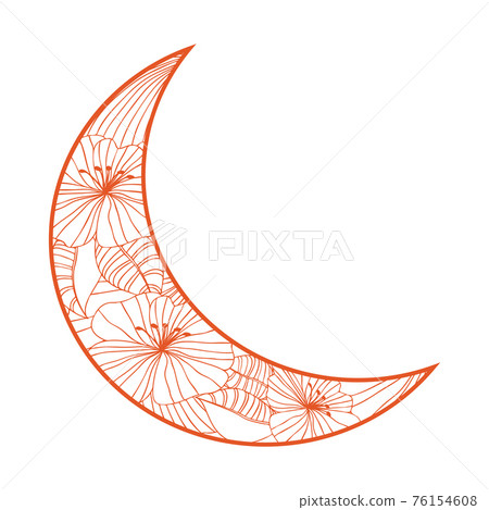Hand drawn moon with flowers, mandalas and... - Stock Illustration ...