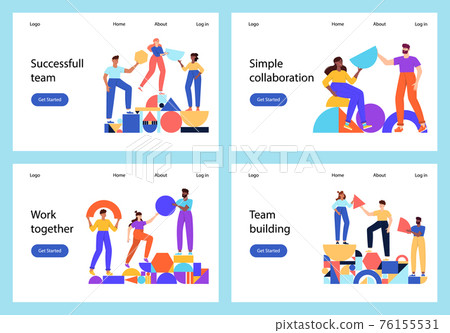 Teamwork geometric shapes - Stock Illustration [76155531] - PIXTA
