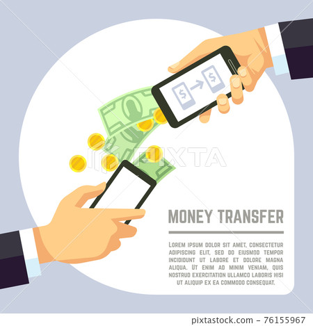 Sending and receiving money wireless with... - Stock Illustration ...