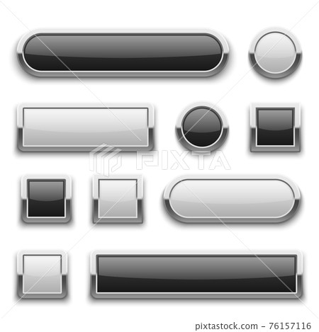 White and black 3d technology buttons with... - Stock Illustration ...