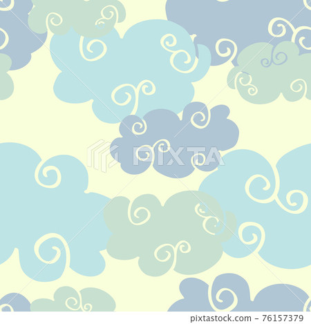 Pastel colored hand drawn clouds seamless pattern - Stock Illustration ...