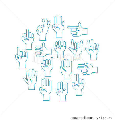 Hands gestures icons set in a circle - Stock Illustration [76158070 ...