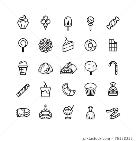 Desserts, sweets, ice cream, muffin, cakes,... - Stock Illustration [76158332] - PIXTA