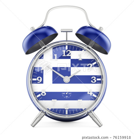 Alarm clock with flag of Greece, 3D rendering - Stock Illustration ...