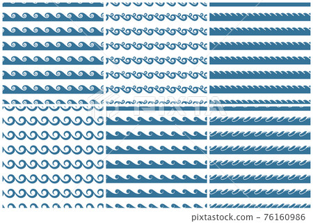 Set of blue waves seamless patterns - Stock Illustration [76160986] - PIXTA