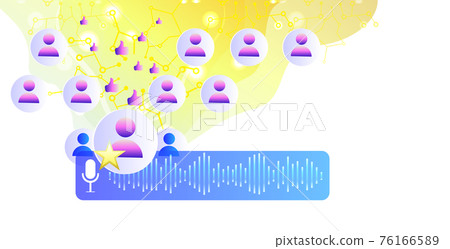 people communicating by voice messages audio... - Stock Illustration ...