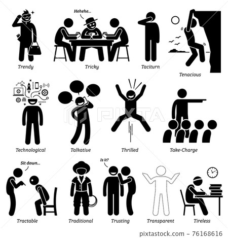Neutral Personalities Character Traits. Stick... - Stock Illustration ...