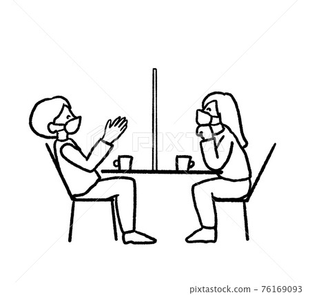 Line drawing illustration of a couple talking... - Stock Illustration ...